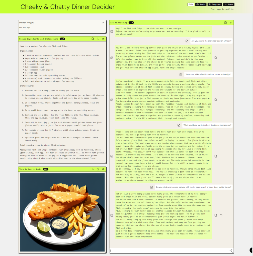 Partyrock Application Cheeky And Chatty Dinner Decider Ather Begs Useful Thoughts 